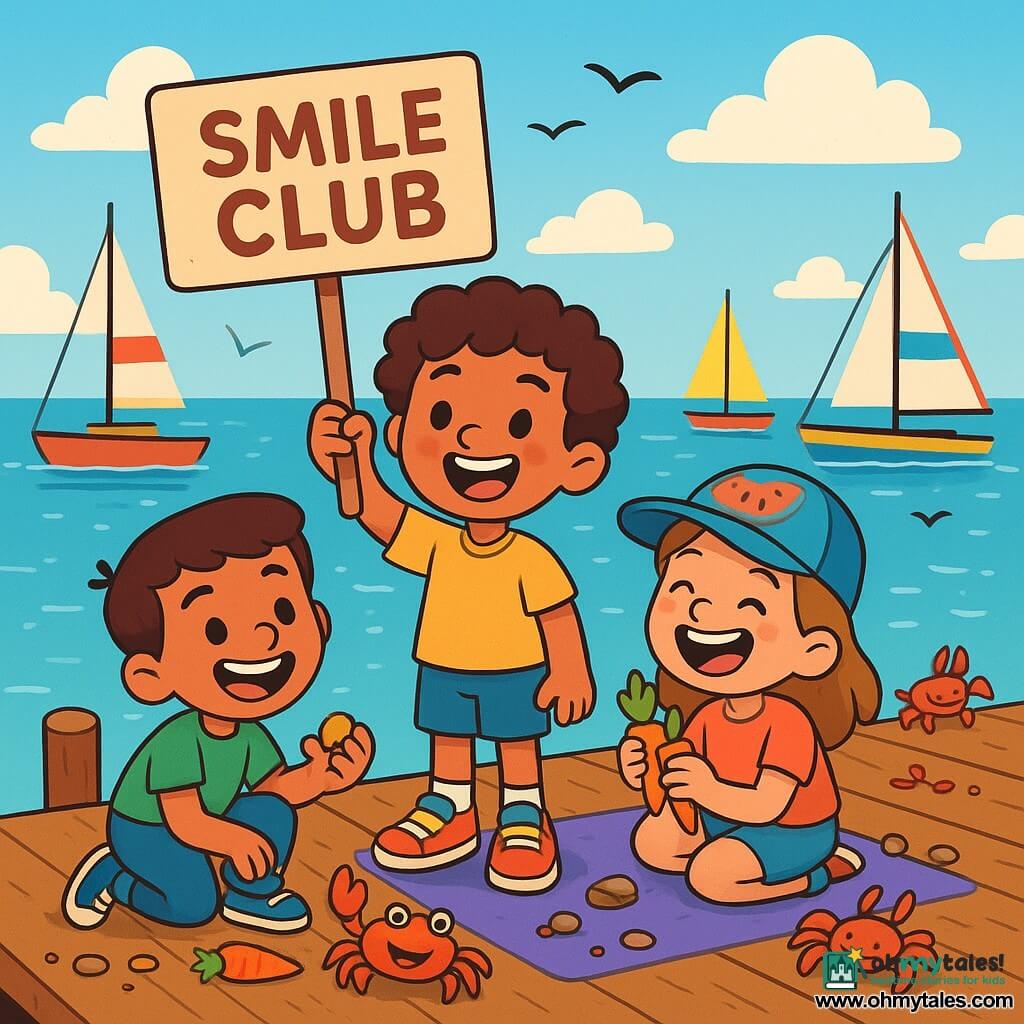 the club of smiles and the crab with a shoe | Funny story about friends ...