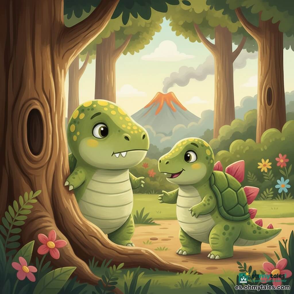 Tito y el volcán valiente | Cuento de dinosaurio | 1/2 años | Cuento ...