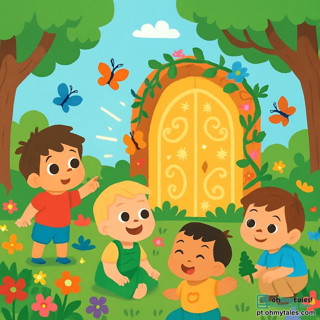 os quatro amigos e a porta mágica | Conto de aventura | 1 a 2 anos | Conta